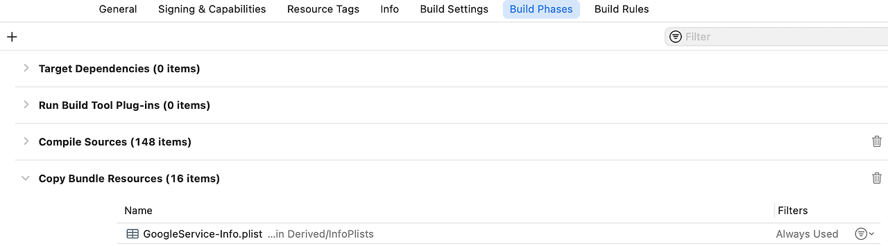 GoogleService-Info.plist 오류