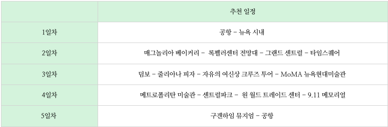 뉴욕 4박5일 코스 이대로만 따라하세요