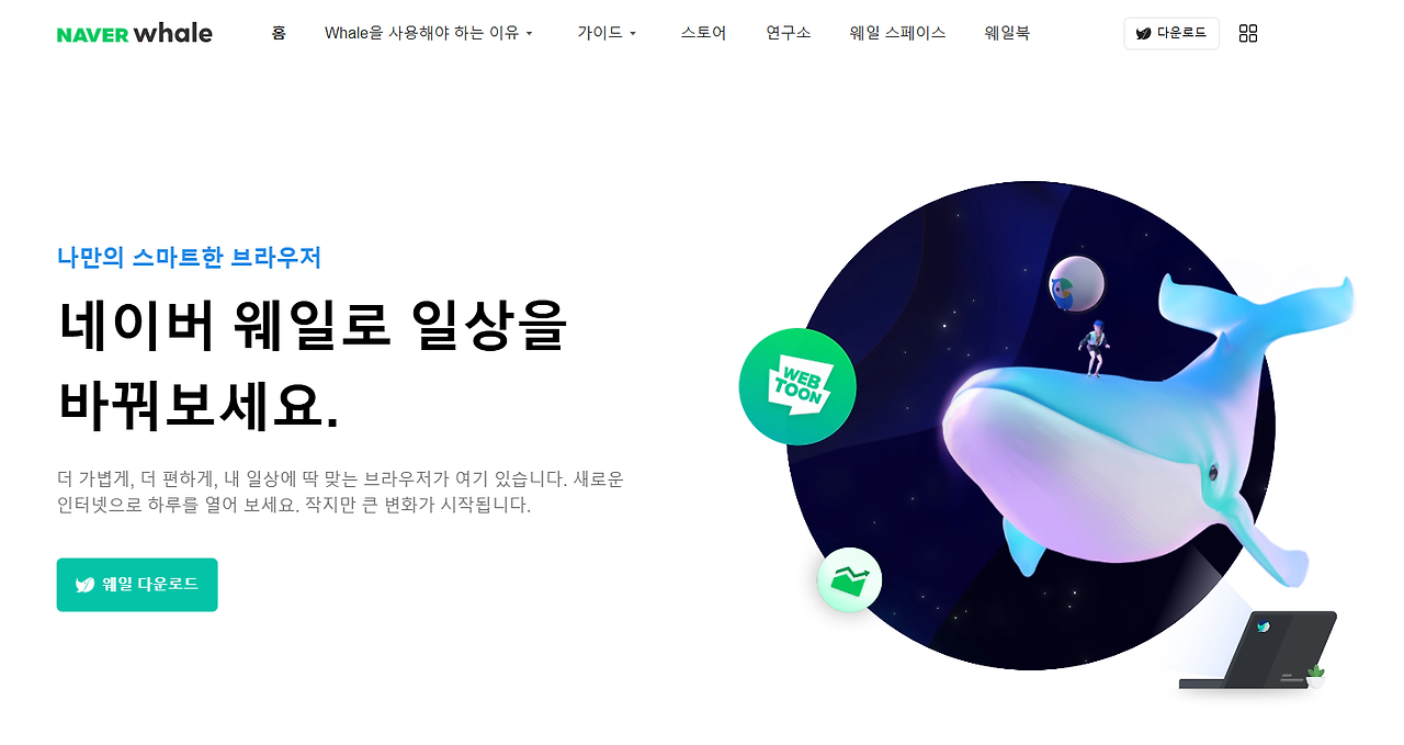 네이버 웨일 브라우저 다운로드 - NAVER Whale