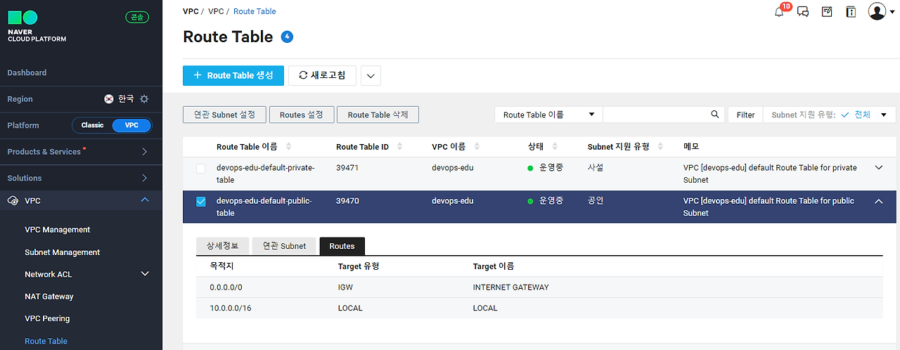 NCP 4탄-CLI로 VPC, 서브넷 -10/11