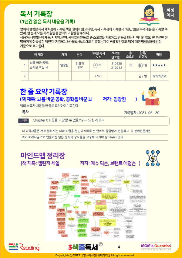 3색줄독서 3 마인드맵과 3색 줄 독서법으로 독서를