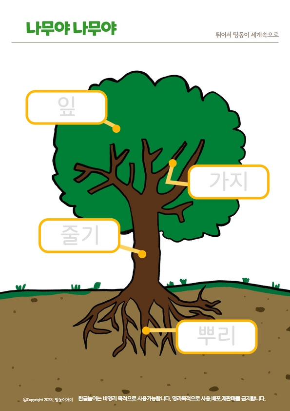 봄 나무 도안 나무 종류 어린이집 활동지 모음 학습지 무료 나눔 Pdf