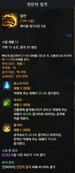 로스트아크 체술 인파이터 각인 스킬트리 특성 트포 유물 보석 정리