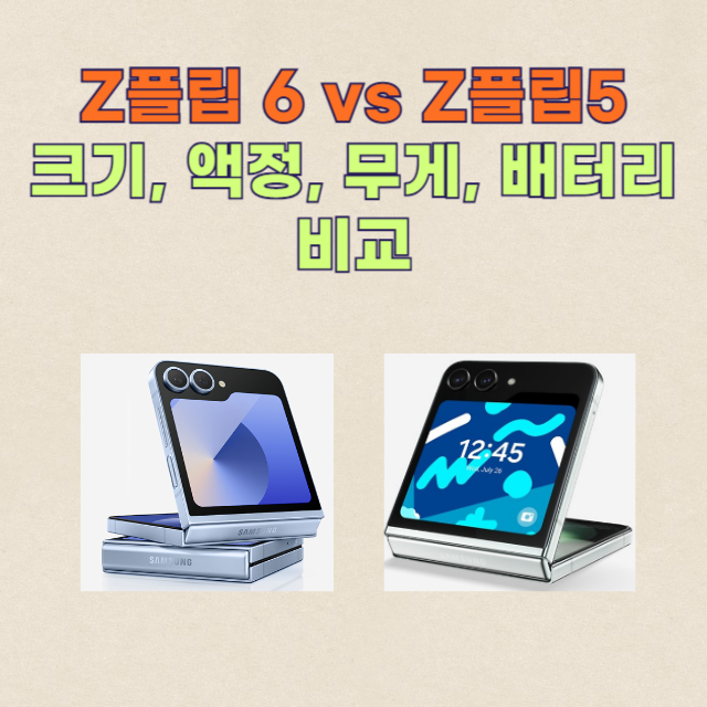 갤럭시 Z플립6와 Z플립5 비교 크기 액정 무게 배터리 가격 색깔 분석