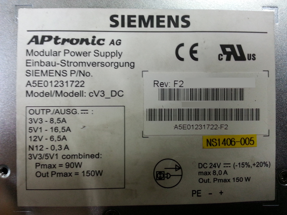 SIEMENS APtronic AG Modular Power Supply / cV3_DC A5E01231722