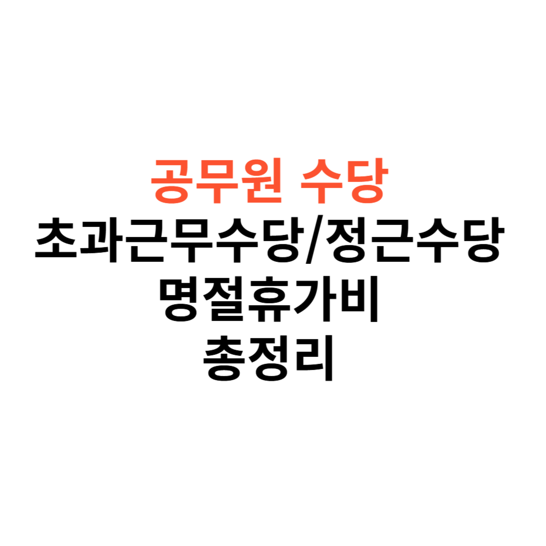 공무원 수당 초과근무수당 정근수당 명절휴가비 성과상여금 총정리