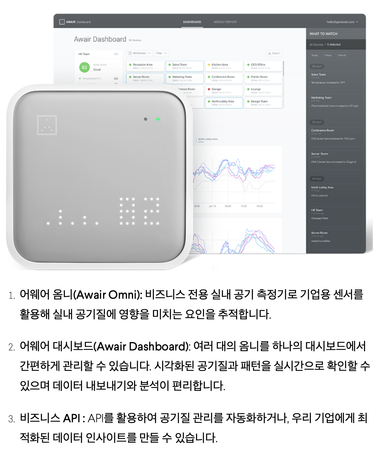 기업용 공기 측정기 어웨어 옴니 (Awair Omni) - 세팅 및 후기.