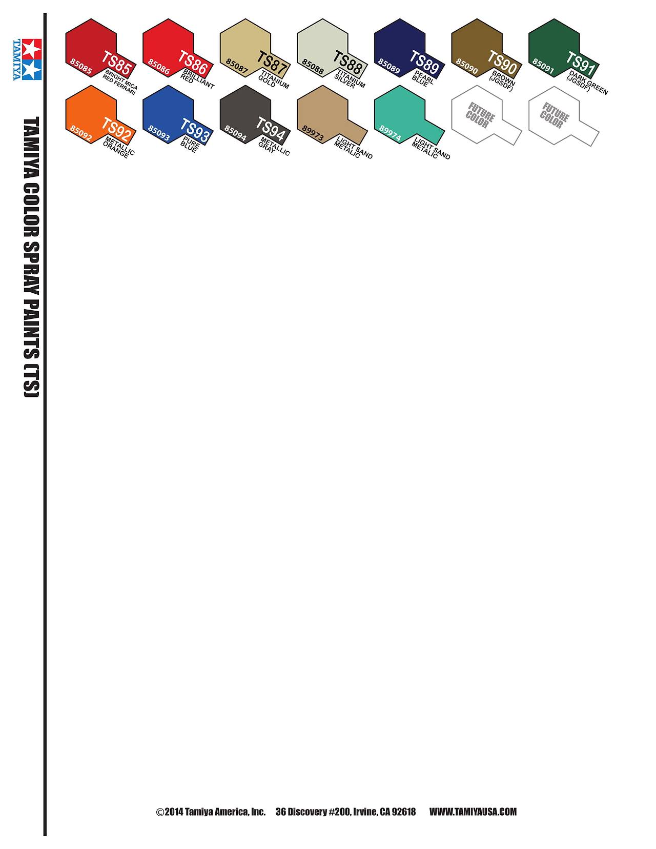 타미야 스프레이 컬러 (tamiya color spray chart)