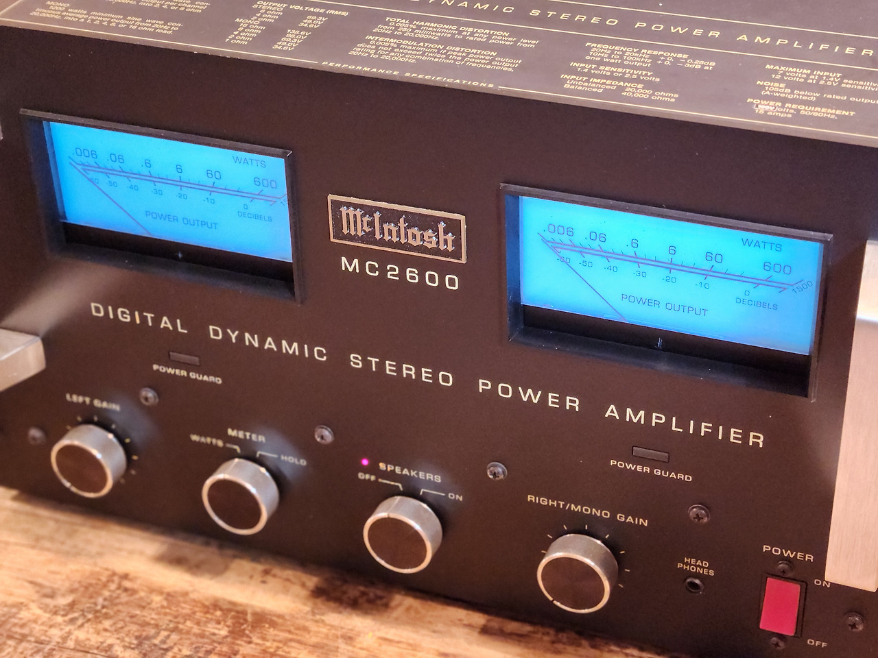 Mcintosh 맥킨토시 베스트셀러 Mc2600 파워엠프 입니다 극극상품 100v전용 토요주미차폐트렌스 3k포함 Stock Out