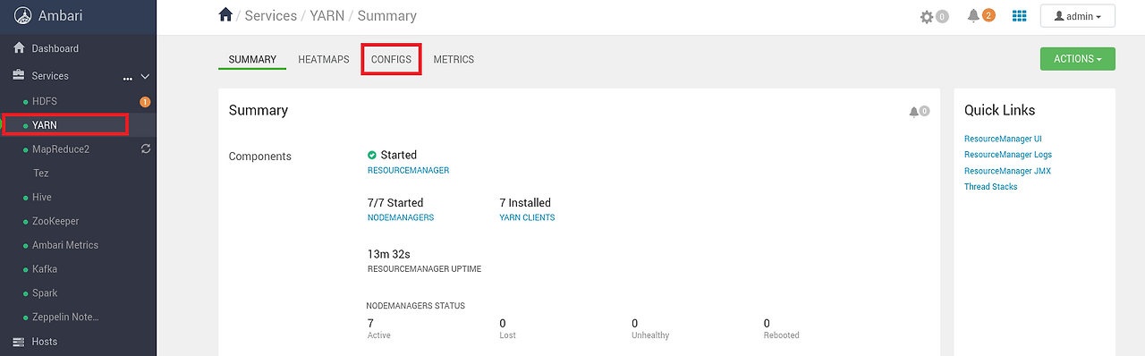 Ambari의 YARN ResourceManager에서 가용 vCPU 늘리기