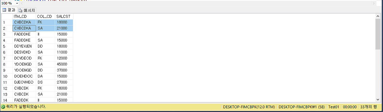 MSSQL count, group by - 가격이 여러개 존재하는 품목을 찾자!