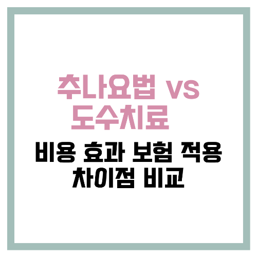 추나요법 Vs 도수치료 🚑 비용·효과·보험 적용 차이점 비교