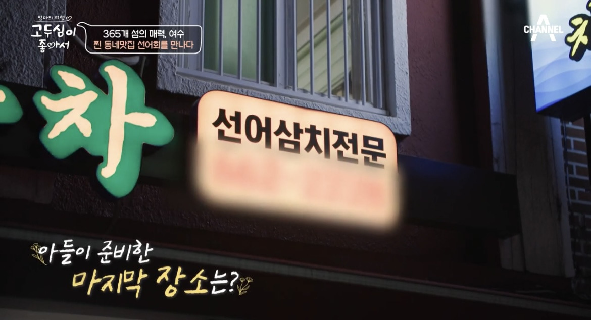 고두심이 좋아서 여수 선어회집 삼치회 병어회 병어찜 로칼 현지 맛집 어디 위치 25회 아들 김정환 모자여행