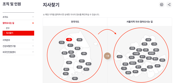 국민건강보험공단 담당지사 전화 팩스번호 조회 방법 간단정리