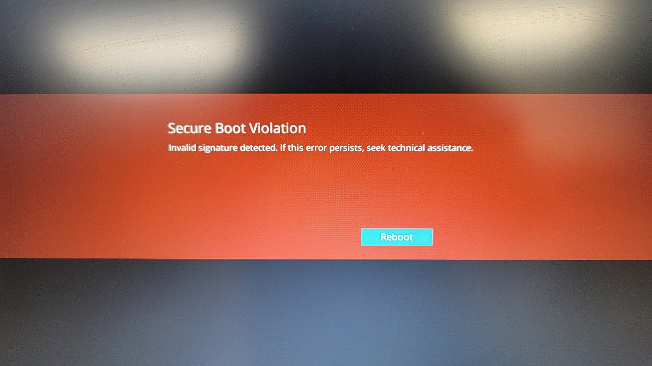 secure boot violation BIOS(CMOS) 오류 메세지 해결