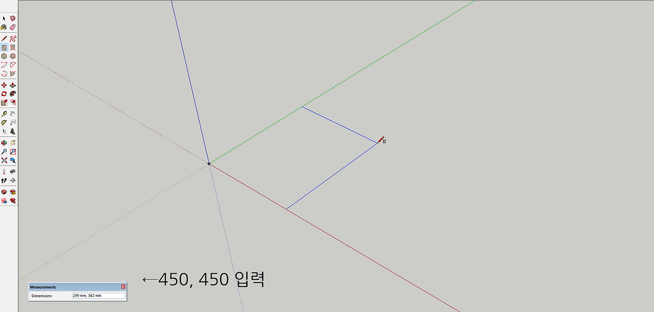 스케치업 Rectangle 사각형 도구 예제 의자 만들기