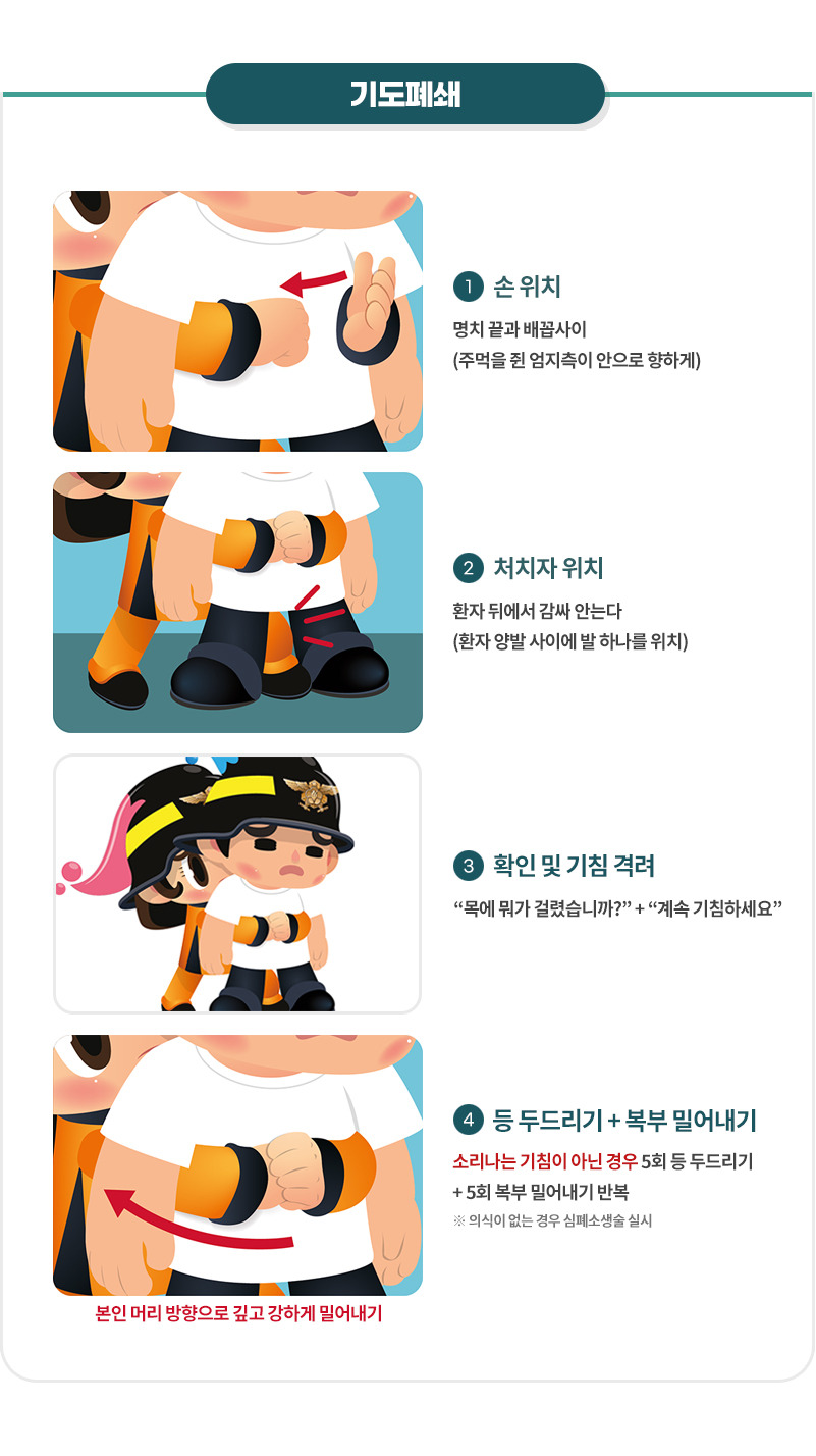 생활안전정보 및 응급조치법화상 코피 지혈 벌쏘임 뱀물림 기도폐쇄 심폐소생술 등