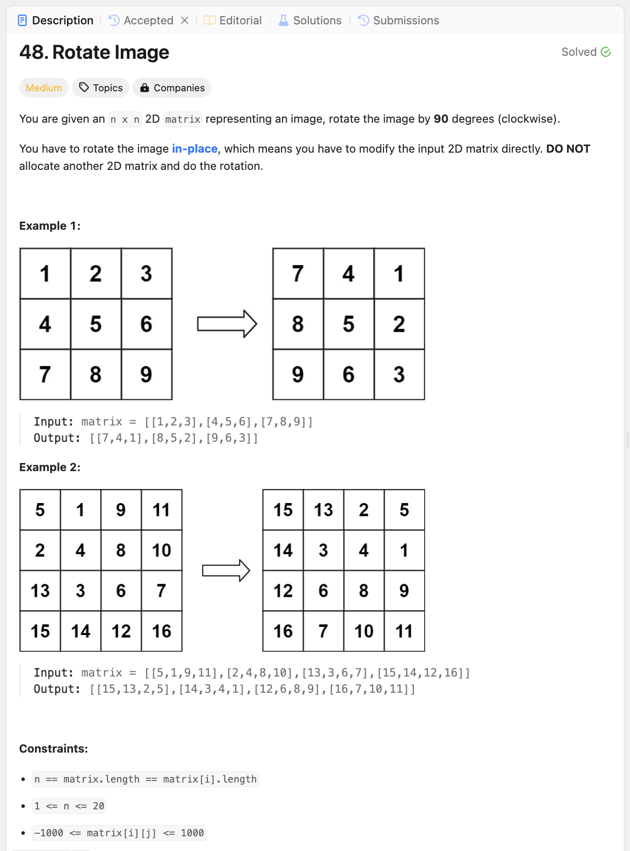 LeetCode (C/C++, Java) 48. Rotate Image
