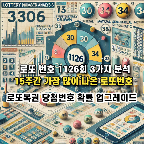 로또 당첨 번호 1126회 15주간 가장 많이 나온 로또번호 숫자에서 행운숫자 찾기 로또 1126회 당첨 예상번호 3가지