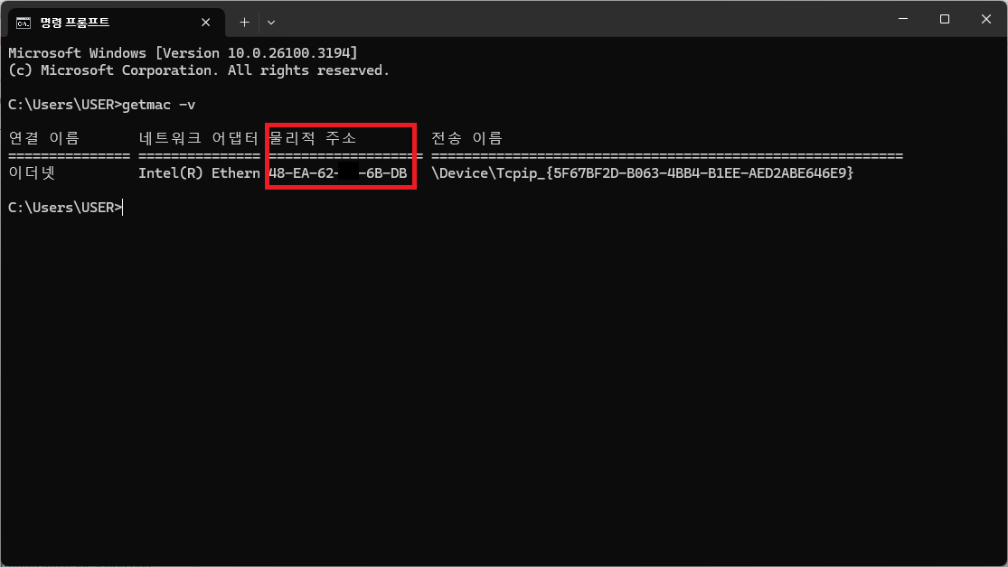 윈도우11에서 Mac 주소 확인하는 방법(feat. cmd)