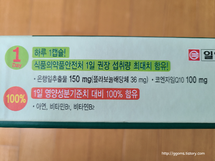 일양 징코 큐텐 비플러스 혈행개선제 코엔자임q10 혈액순환 영양제 씽씽 라이프