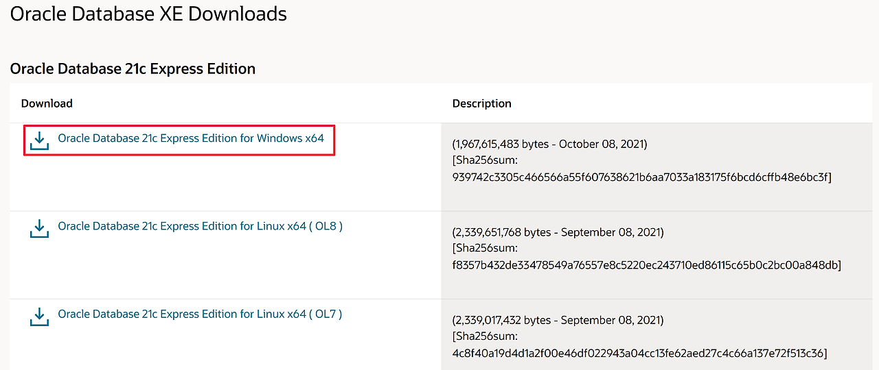 [Oracle] 오라클 21c Express Edition(XE) 데이터베이스 설치하기