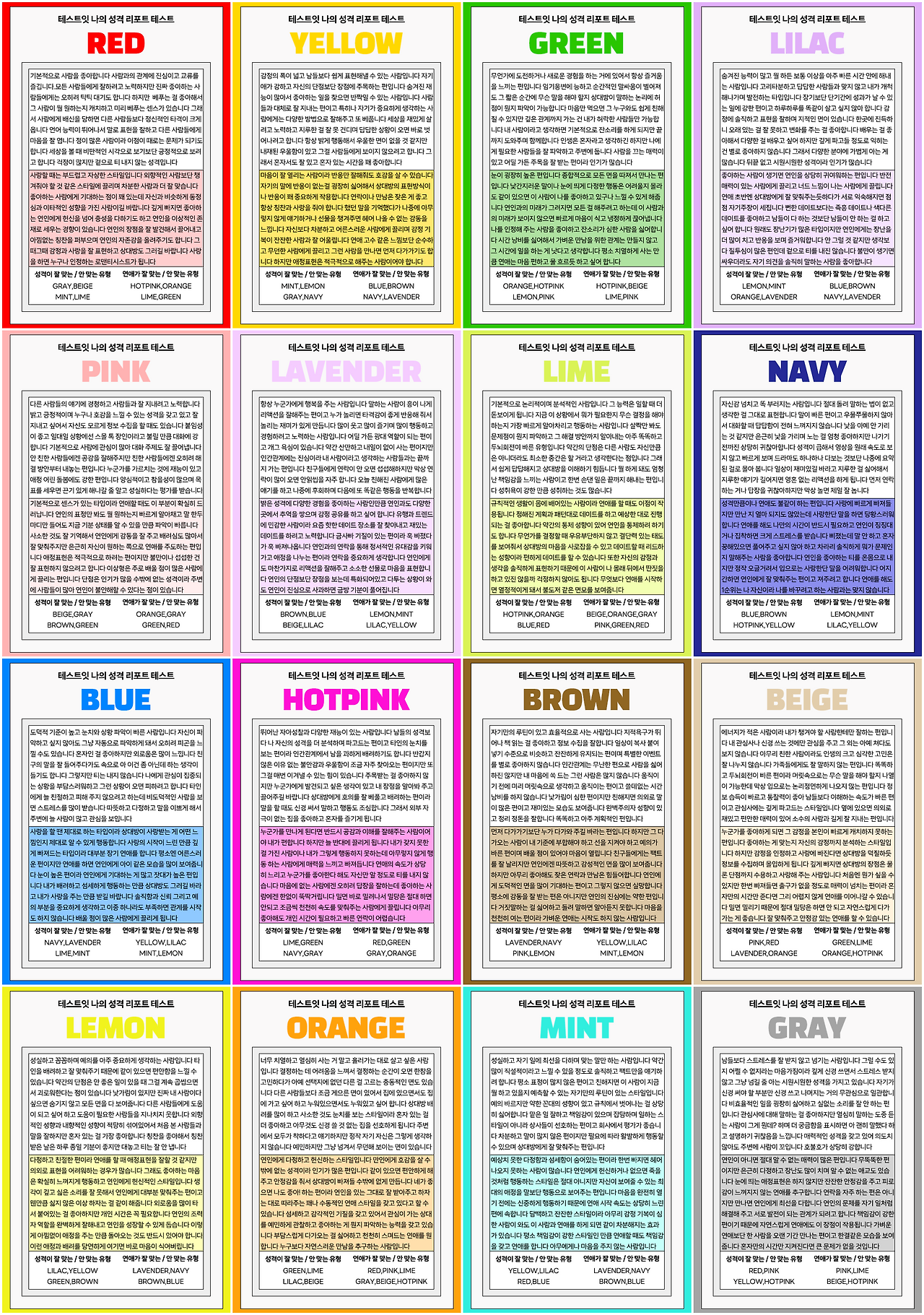 나의 성격 리포트 테스트 Mbti