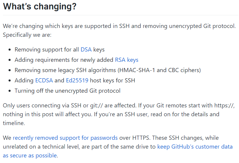 Git RSA with SHA-1 키 사용 금지