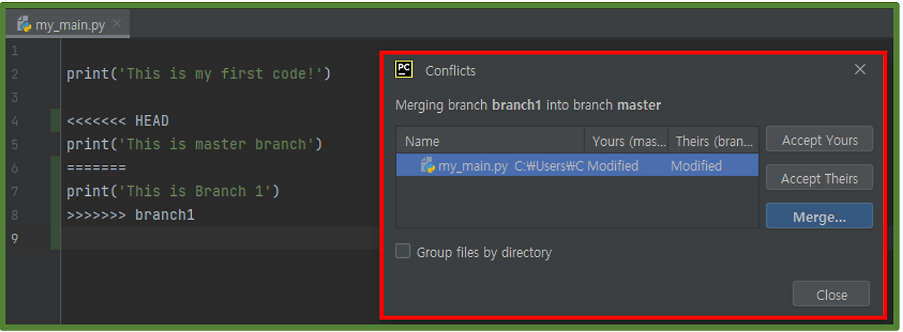 Pycharm에서 Git 사용하기 (Merge, Rebase, Cherry-pick) - 1