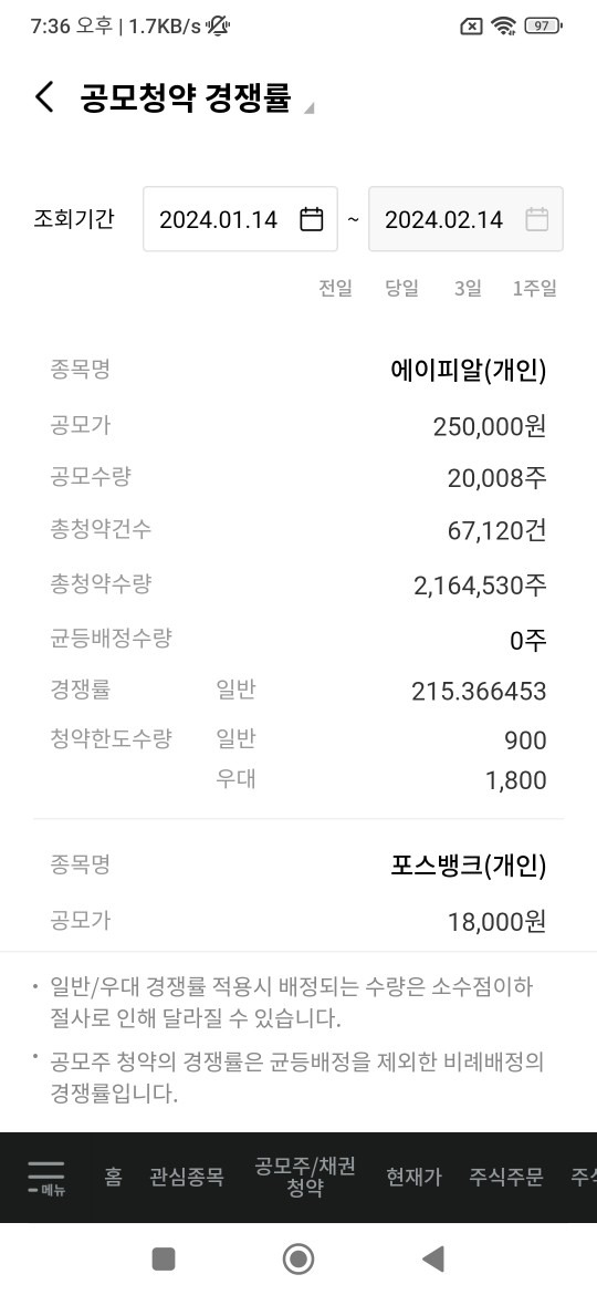 직접하는 에이피알 공모주 경쟁률 And 청약 후기 2