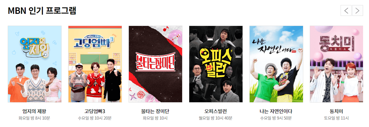 mbn 편성표 채널번호 안내