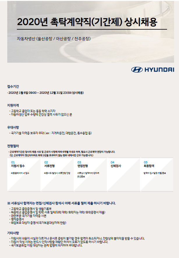 현대자동차 촉탁 경험담 및 꿀팁 A To Z Part1 입사 지원부터 면접 합격까지 나만의 작은 차고