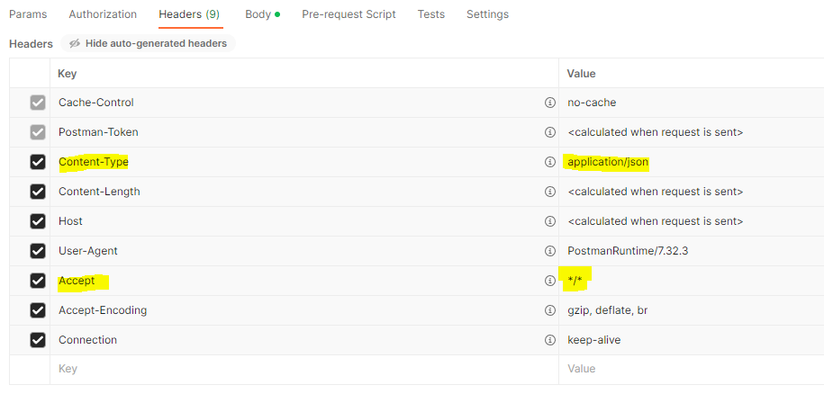 Postman Json 사용 방법 Headers 세팅 resource: the server responded with a ...
