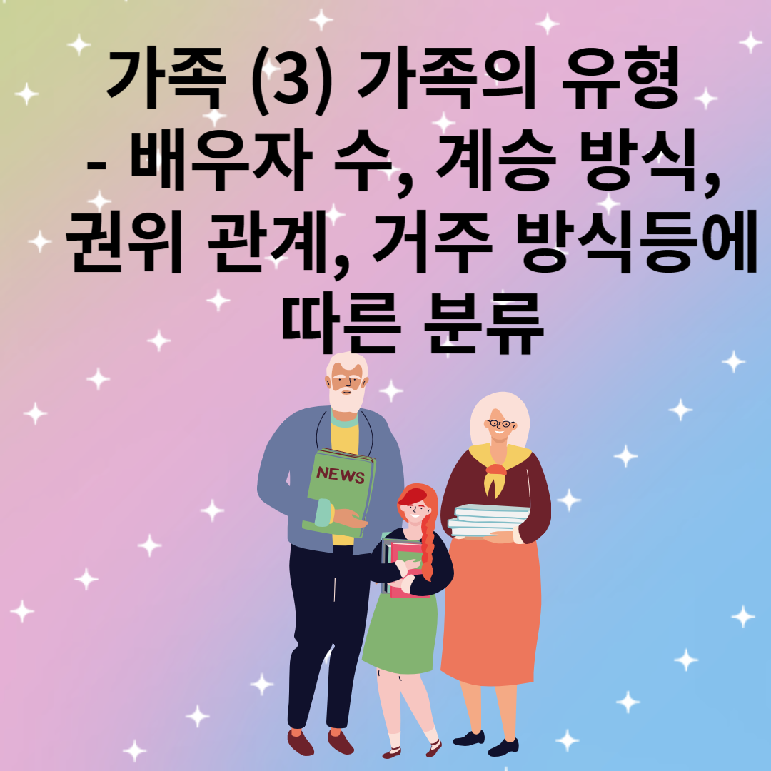 가족 3 가족의 유형 배우자 수 계승 방식 권위 관계 거주 방식등에 따른 분류