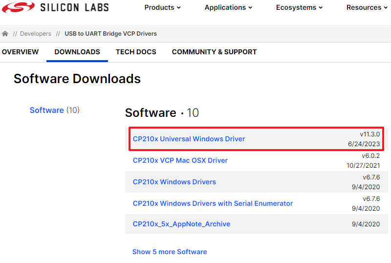 Silicon Labs CP210X USB to UART 드라이버 설치하기
