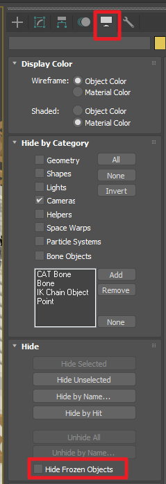 3ds Max 오브젝트를 Freeze 했을 때 Hide 될 경우