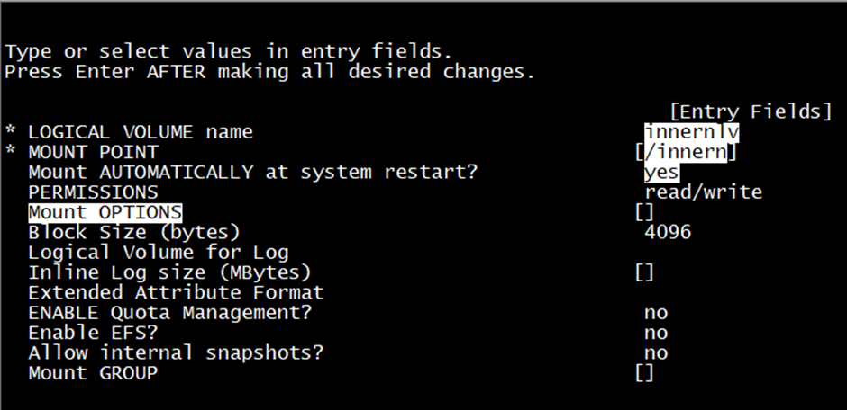 AIX LV 생성 방법 (smitty를 이용한 방법)