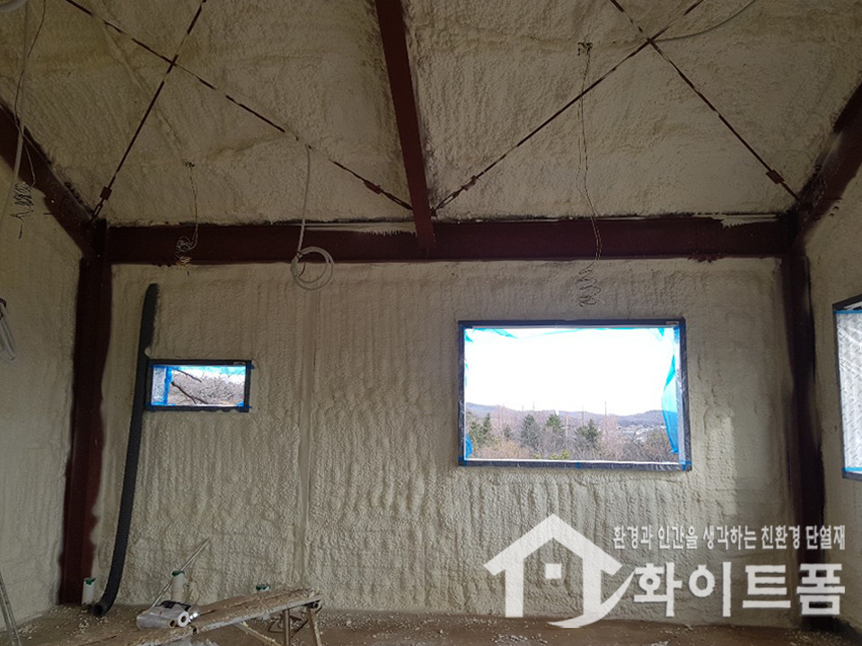 인천광역시 강화군 신축주택 친환경 단열재 화이트폼수성연질폼 수성연질우레탄폼시공 완료 했습니다