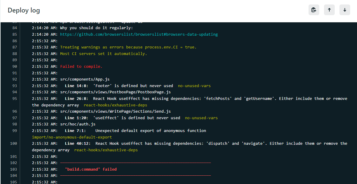 [Netlify] Treating warnings as errors because process.env.CI = true.
