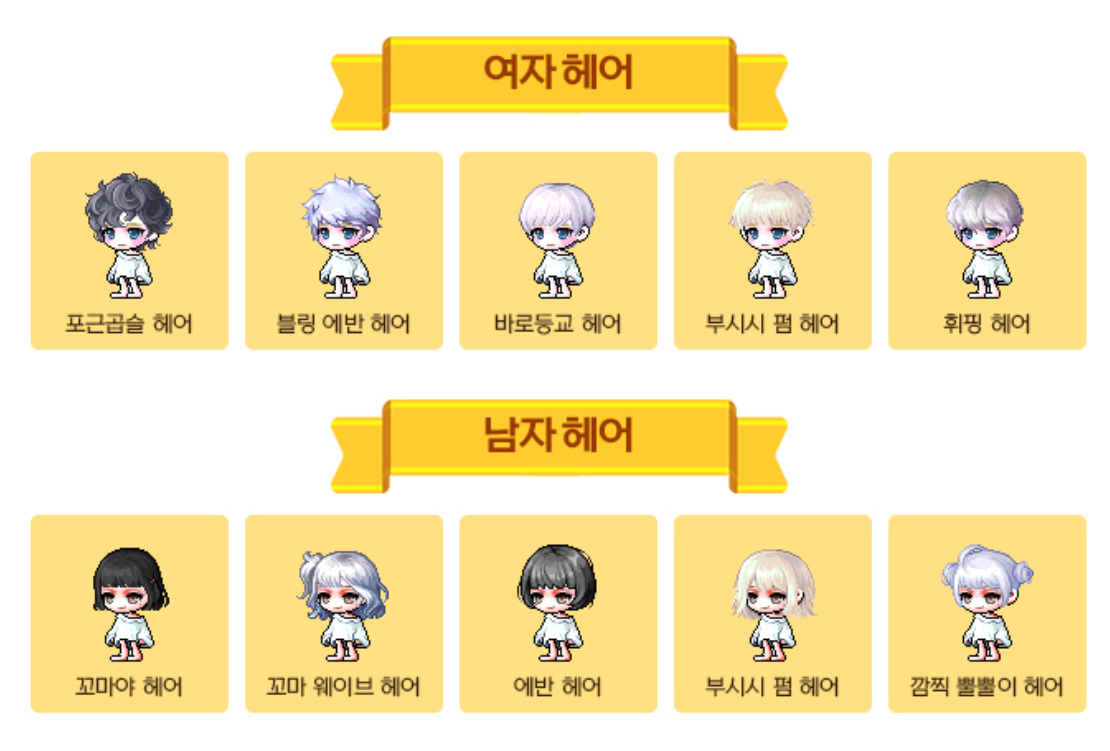 2021 체인지 헤어성형 목록 메이플스토리 에펨코리아