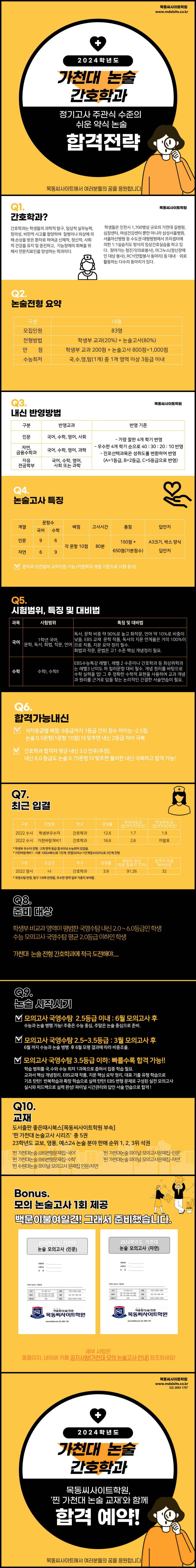 2024학년도 가천대 약술형 논술 간호학과 합격전략