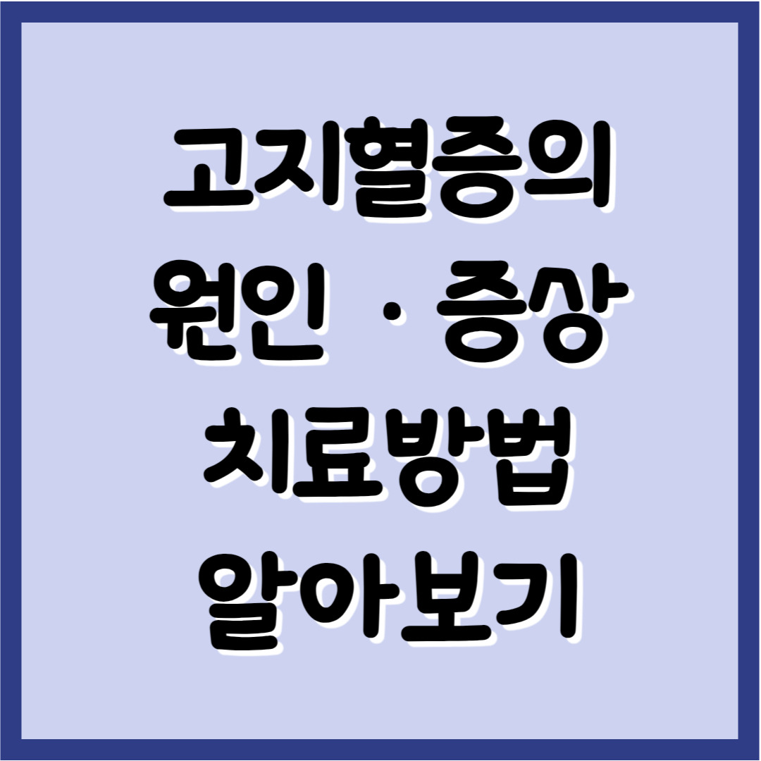 고지혈증의 원인과 증상 치료방법 알아보기 당신에게 도움이 되는 이야기