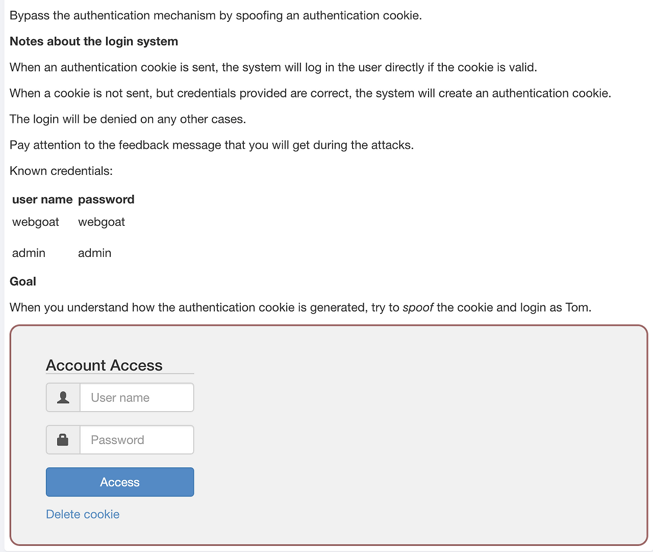 [WebGoat] Broken Access Control-Spoofing an Authentication Cookie 풀이