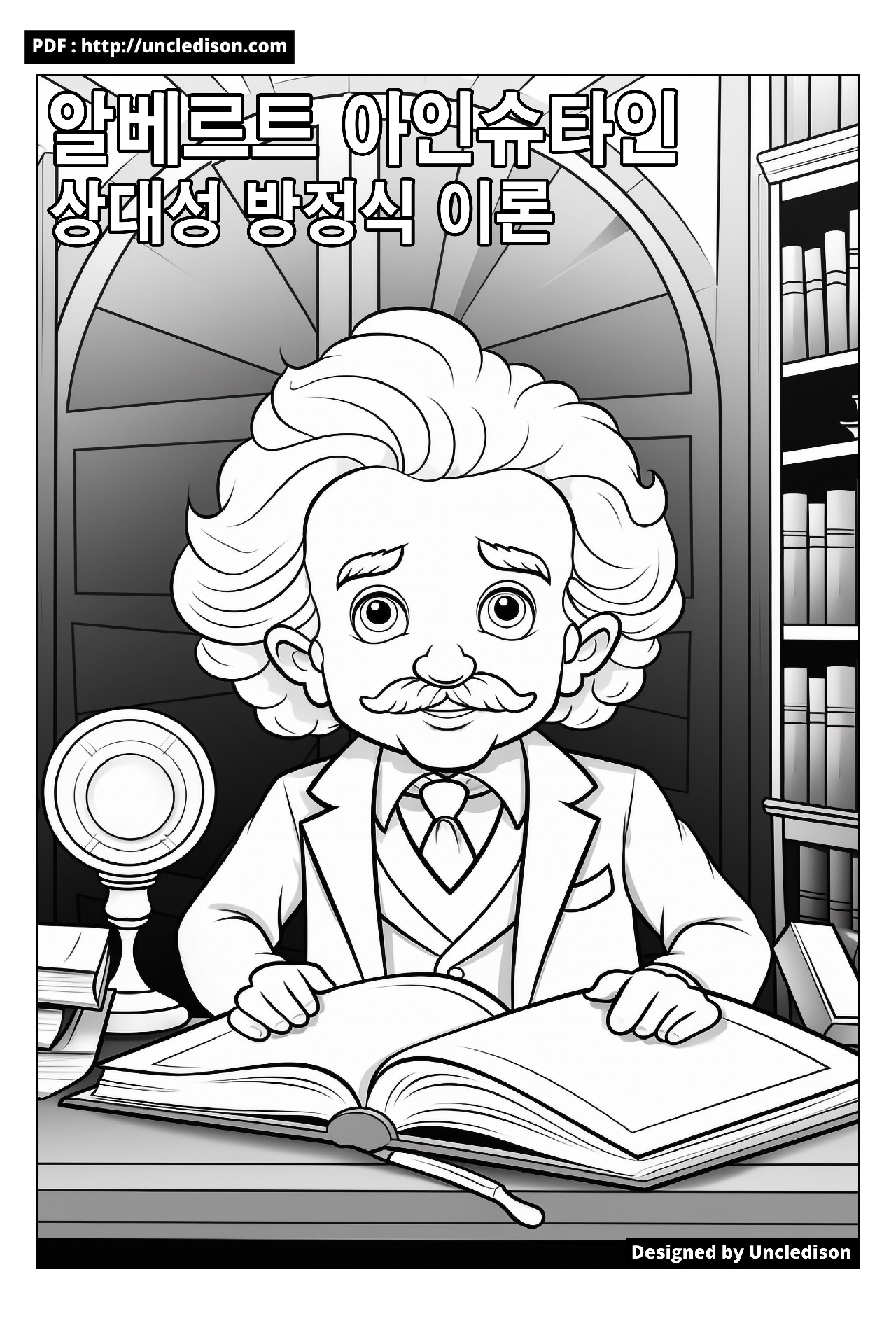 색칠공부도안 귀여운 캐릭터 발명가 아인슈타인 어른 어르신 색칠도안 Pdf