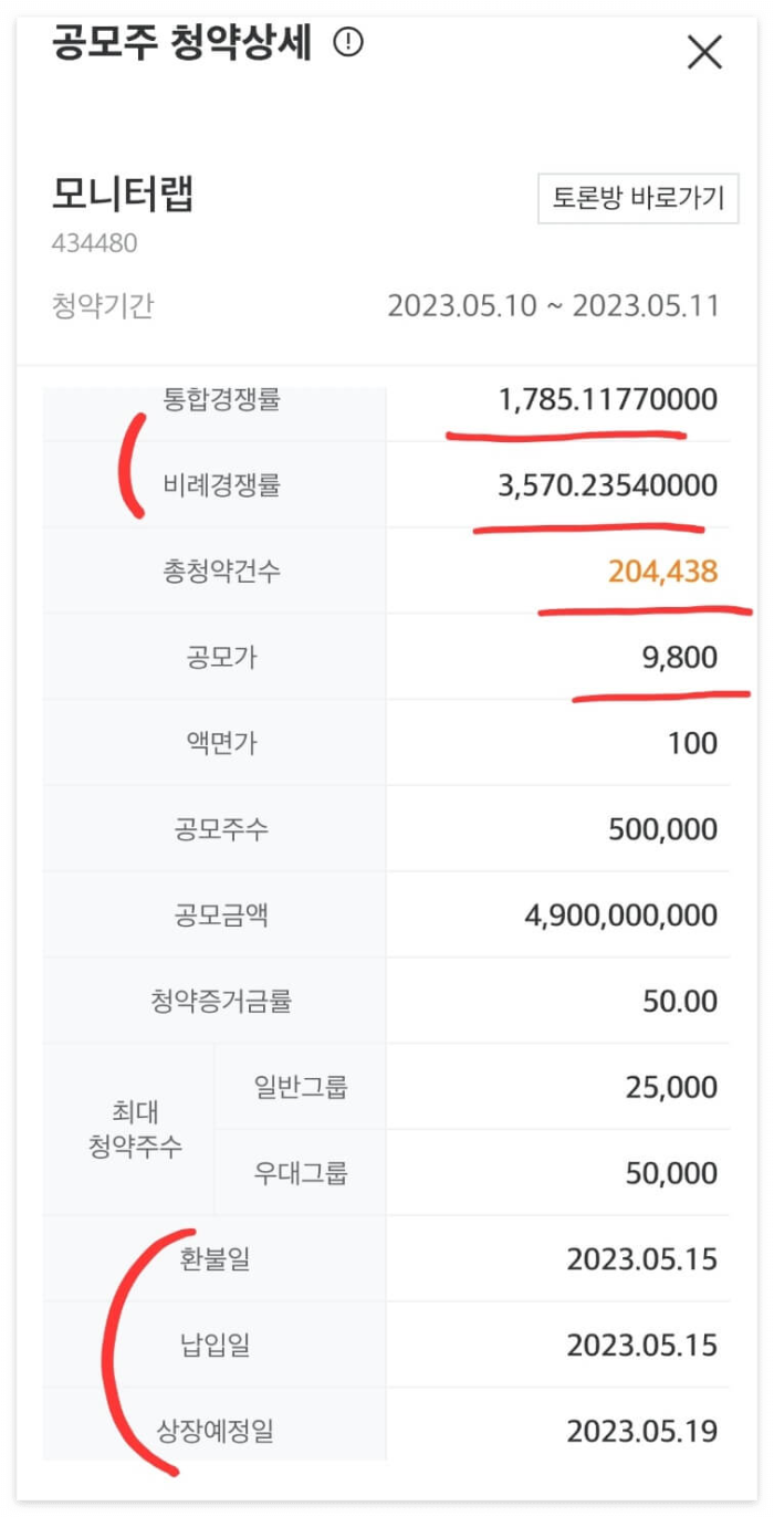 모니터랩 공모주 일반 청약 경쟁률 균등배정 결과 확인 Feat 미래에셋증권