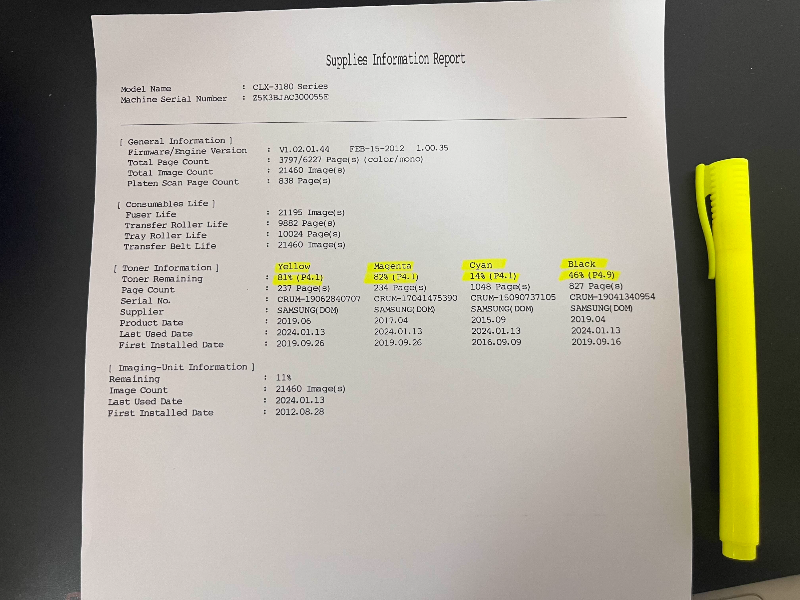 삼성 프린터 남은 잉크 토너 잔량 확인 방법 (CLX-3180K 컬러 복합기)