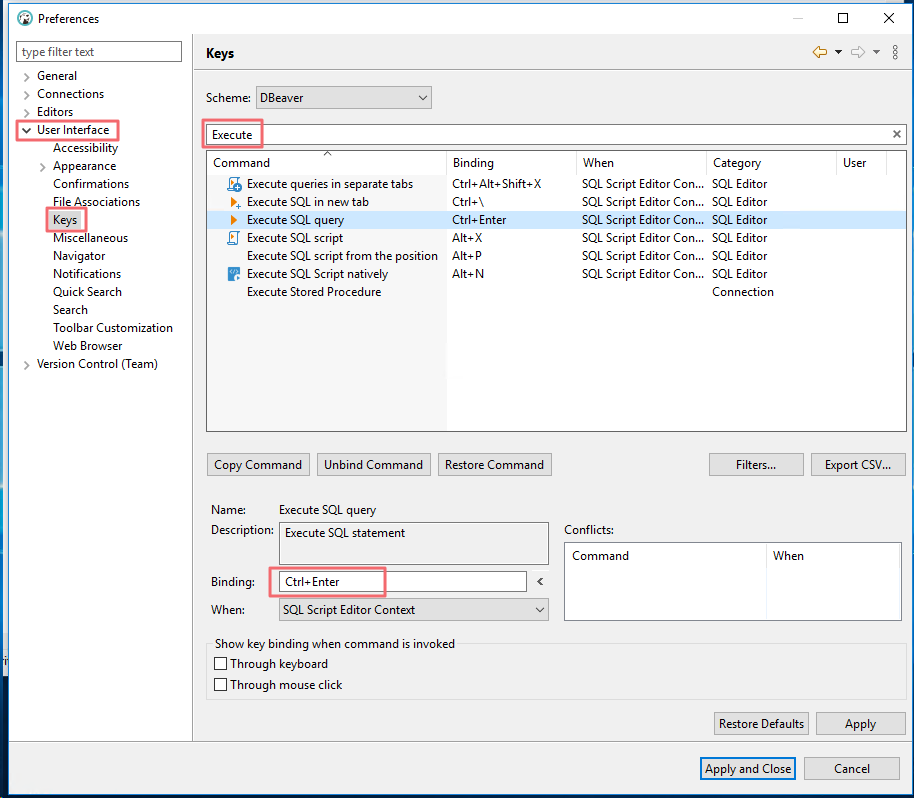 DBeaver 명령 단축키 변경하기 + SQL Developer 단축키(Shortcut Keys) 변경하기