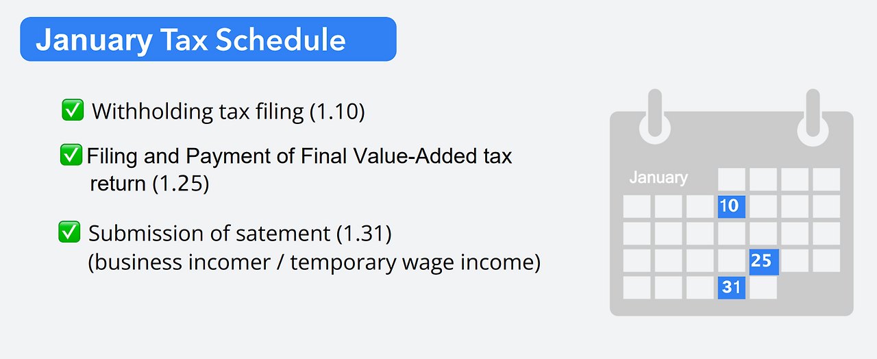 Your January Tax Calendar : Must-Know Deadlines