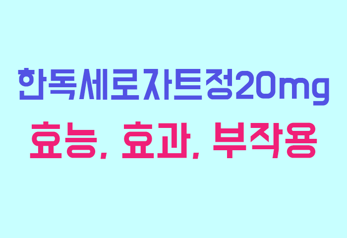 한독세로자트정20mg 효능 효과 투여방법 부작용 완전 해부하기
