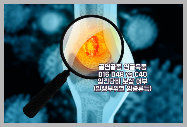 골연골종 연골육종 D16 D48 Vs C40 암진단비 보상 여부 발생부위별 암종류 이름 16가지